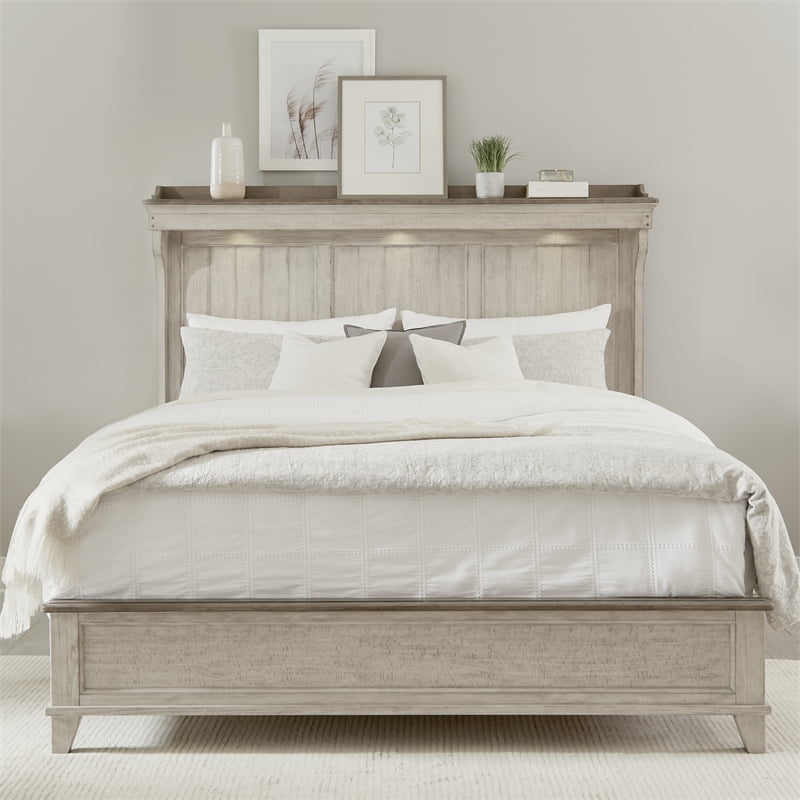 Ivy Hollow King Mantle Bed in Weathered Linen - Walmart.com