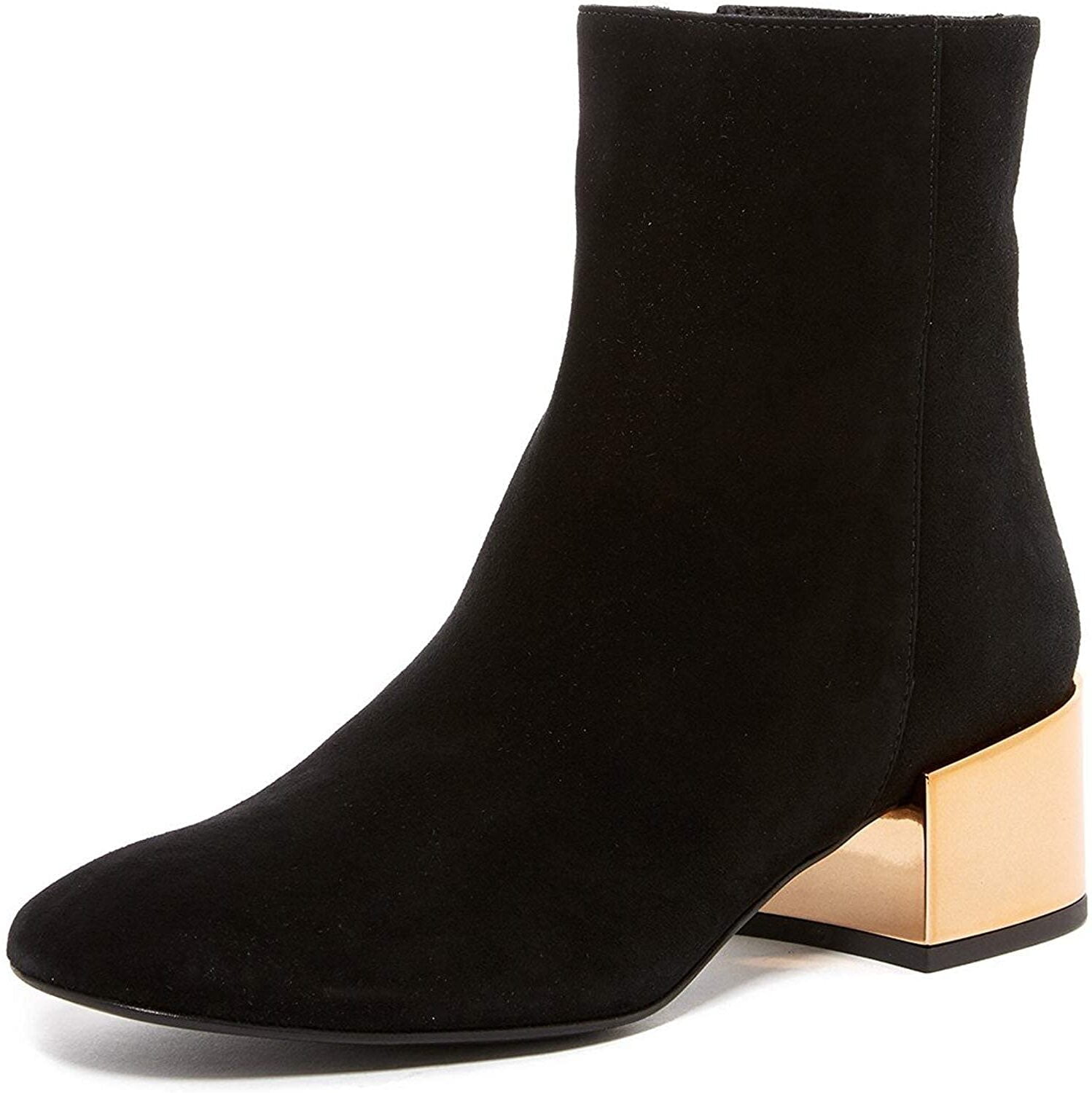 Ivy Kirzhner Ringo Black Suede Metallic Block Heeled Chic Fashion Ankle ...