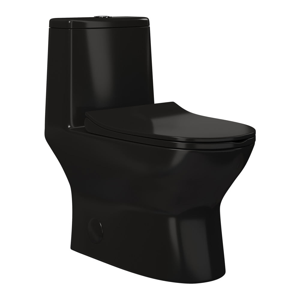 Ivy One Piece Toilet Dual Vortex Flush in Glossy Black 1.1/1.6 gpf ...