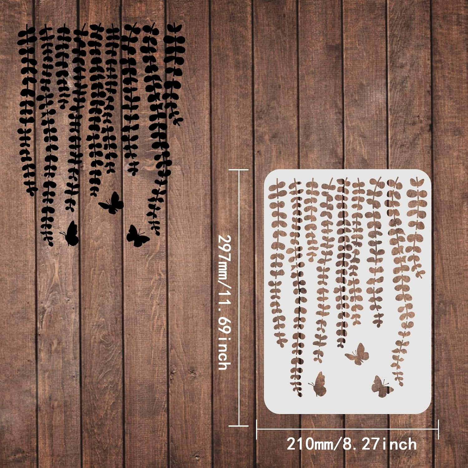 Ivy Stencils 11.7x8.3 inch Hanging Leaf Stencil Reusable Vine Stencil ...