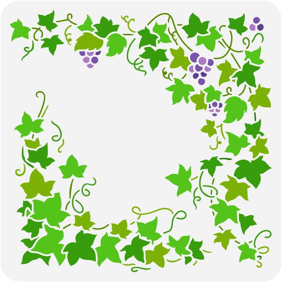 Ivy Vine Border Stencil 11.8x11.8 inch Ivy Border and Corners Stencil ...