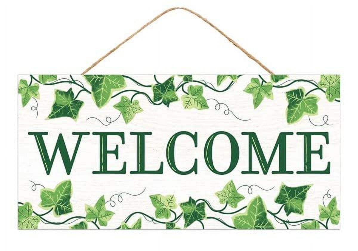 Ivy Welcome Door Wreath Sign 12.5 inches x 6 inches AP7111 - Walmart.com