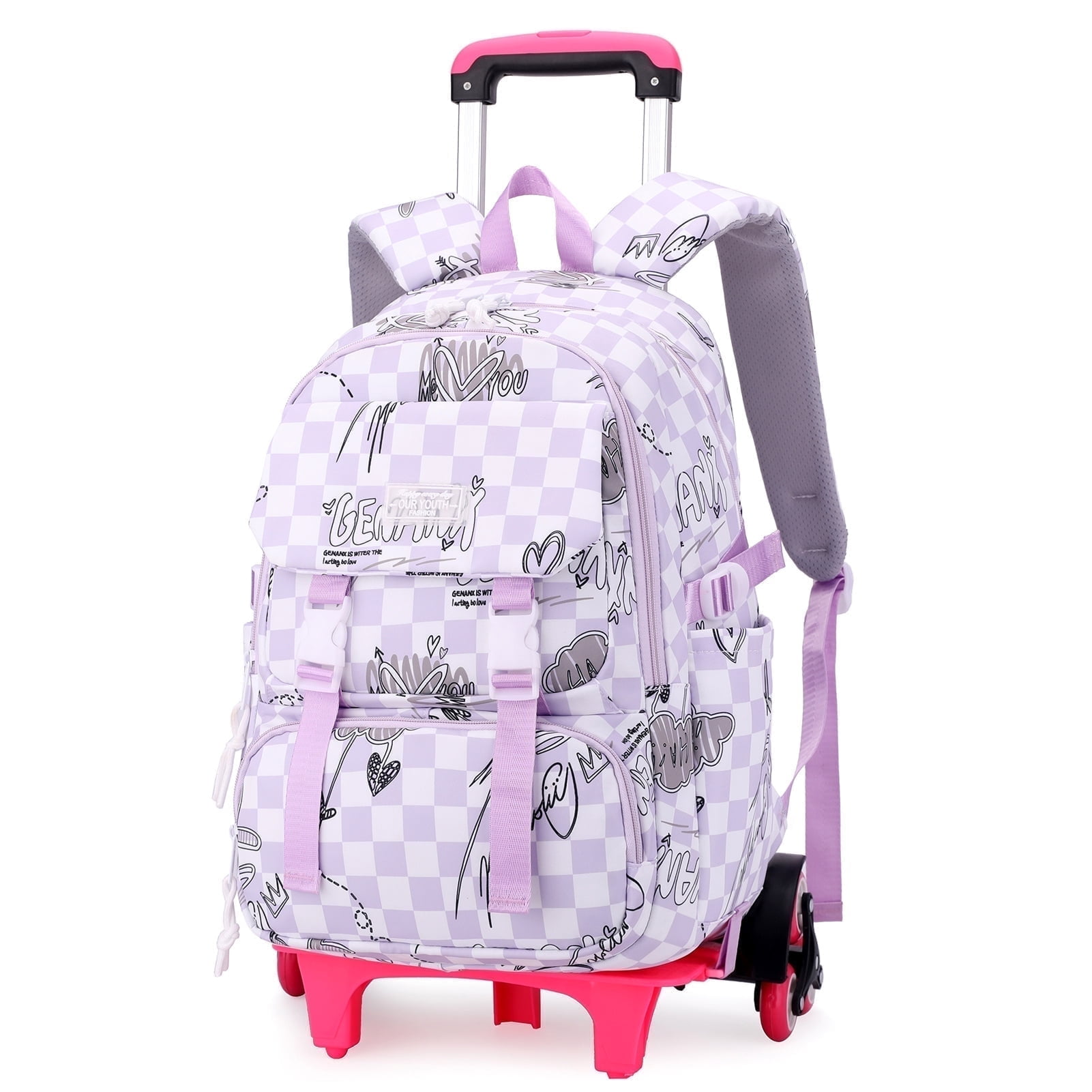 IvyH 6 Wheels Rolling Backpack Roller School Bag Elementary Wheeled ...