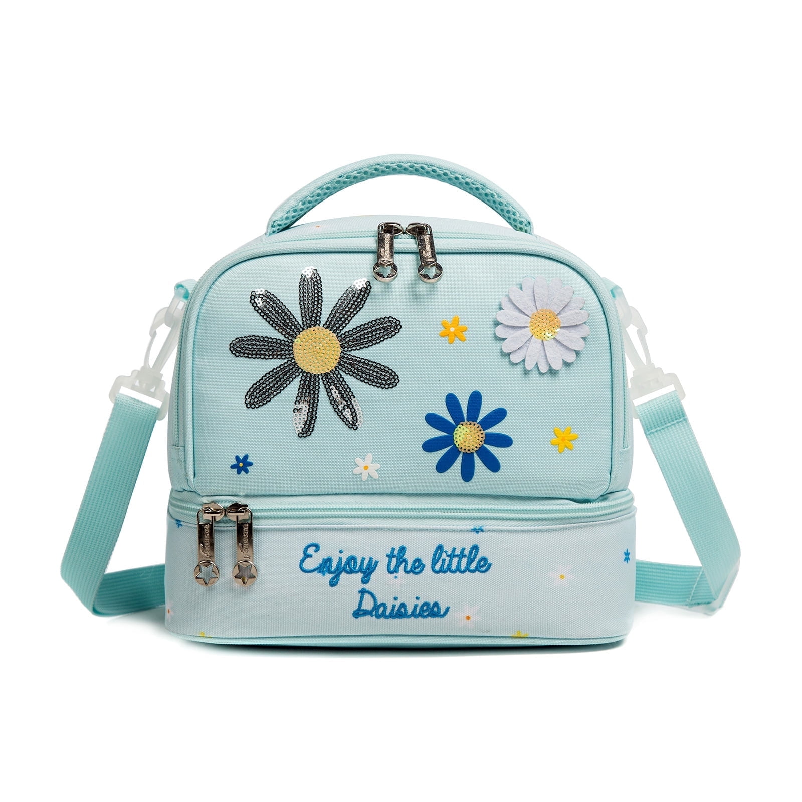 IvyH Insulated Lunch Bag,Reusable Double Deck Lunch Box Sequin ...