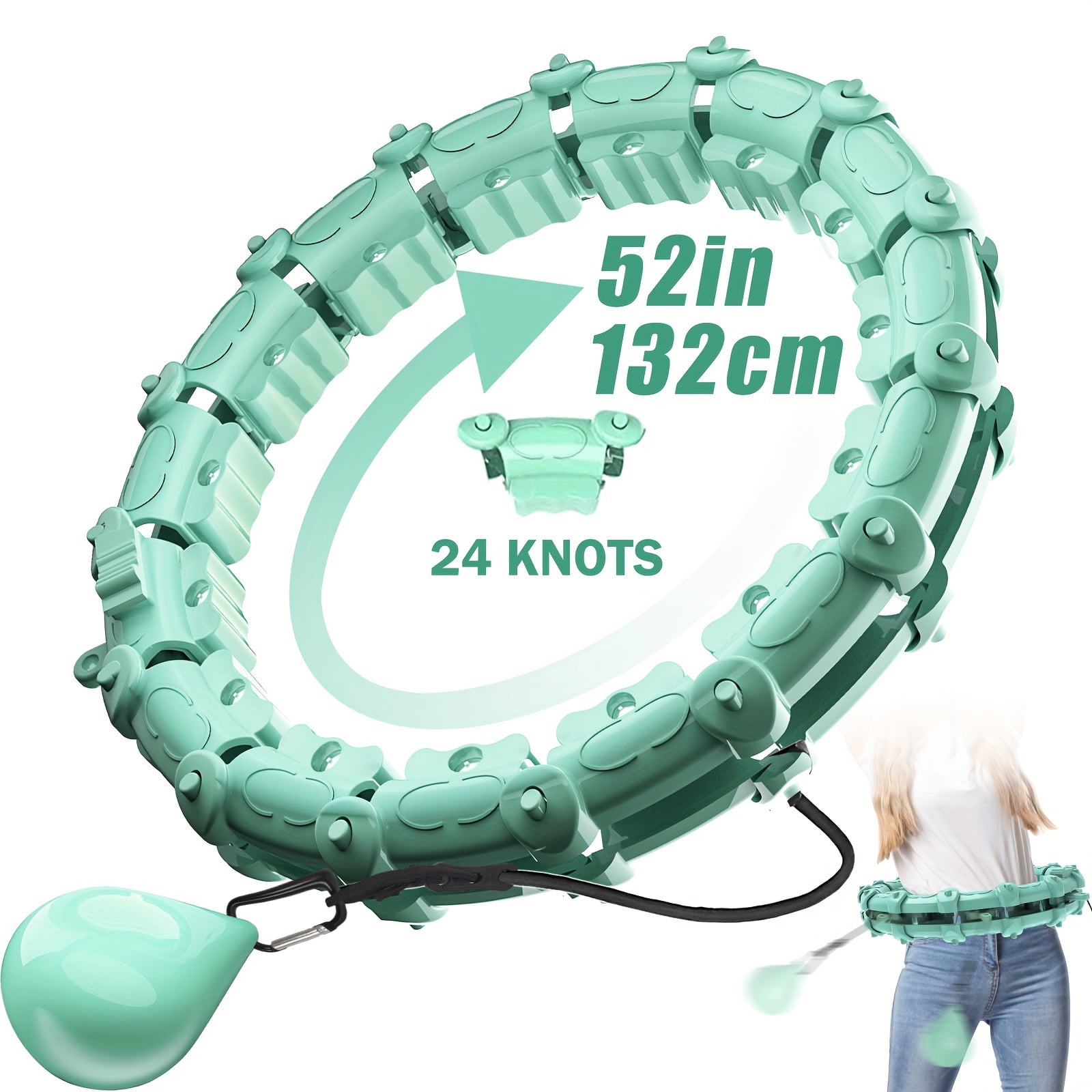 Iweighoola 24 Knots(52-inch) Smart Weighted Workout Hoop, Smart Waist ...