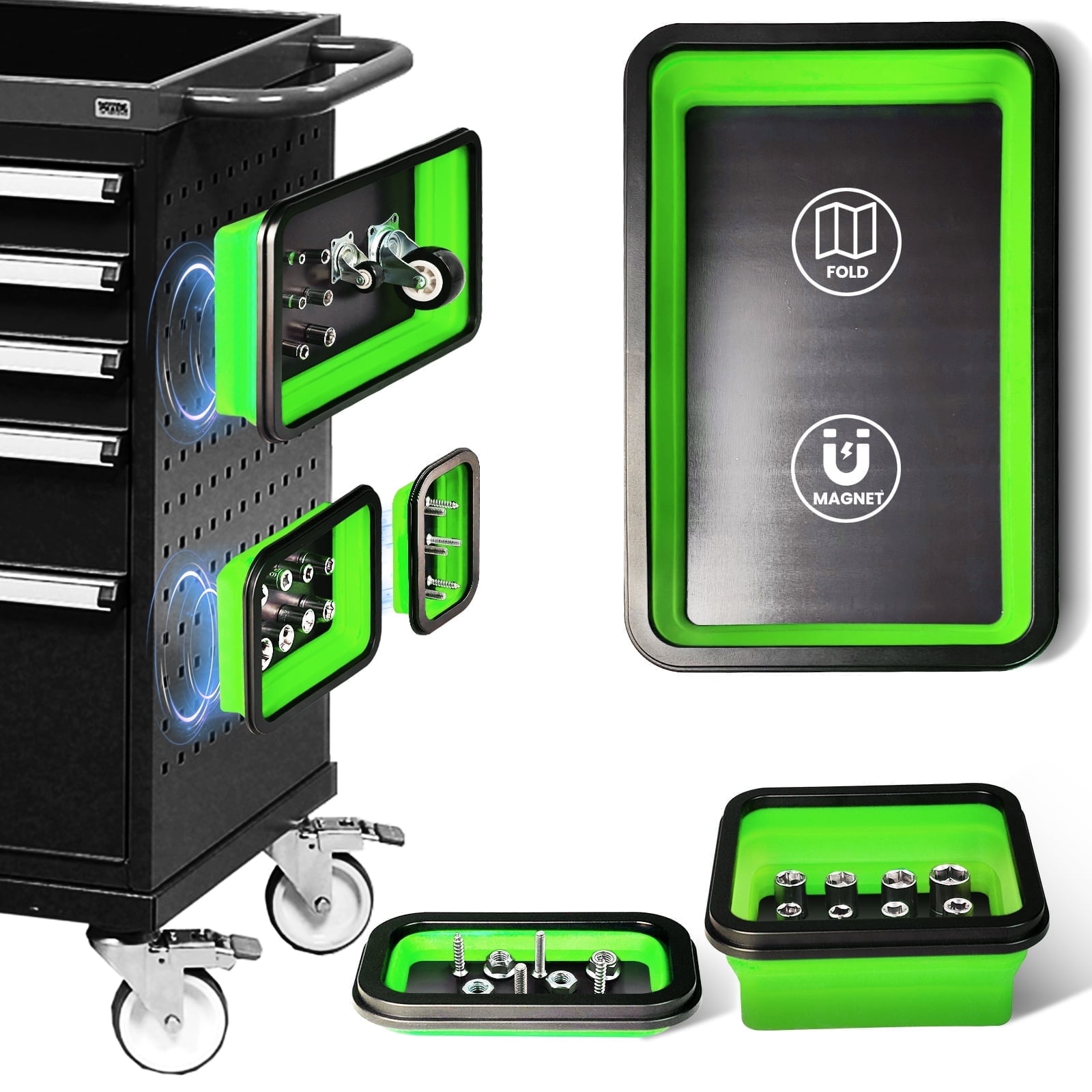 Iweighoola Magnetic Parts Tray Set,3 Different Size Tool Trays for ...