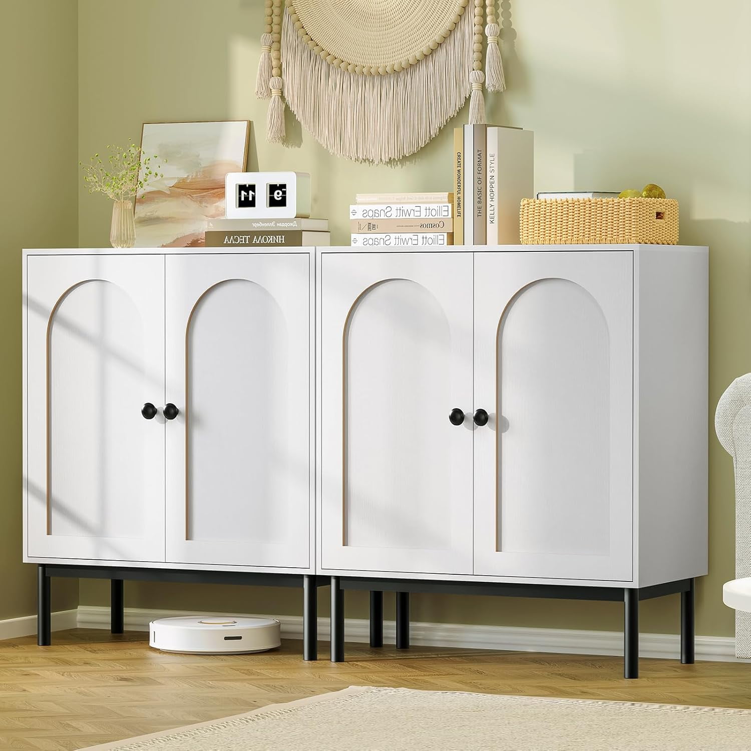 Iwell Buffet Set of 2, Sideboard with 4 Doors, Storage Cabinet with ...