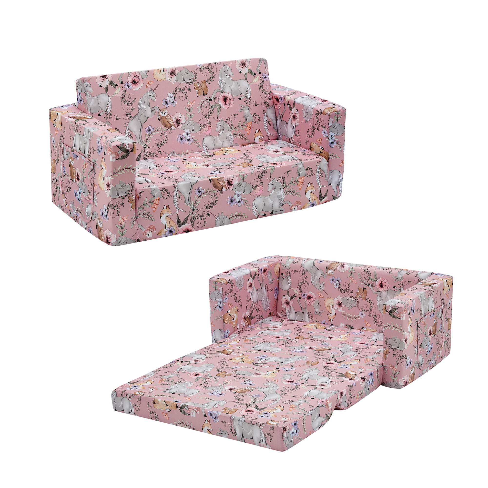 Iwicker 2-in-1 Convertible Kid Sofa to Lounger Flip Open Soft Kids ...