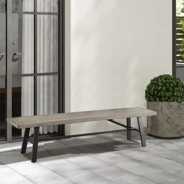 Iwicker 69'' Outdoor Beach Metal Garden Bench, Gray - Walmart.com