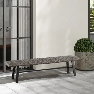 Free Shipping! Malibu Outdoor Wicker Bench with Water Resistant Cushion ...