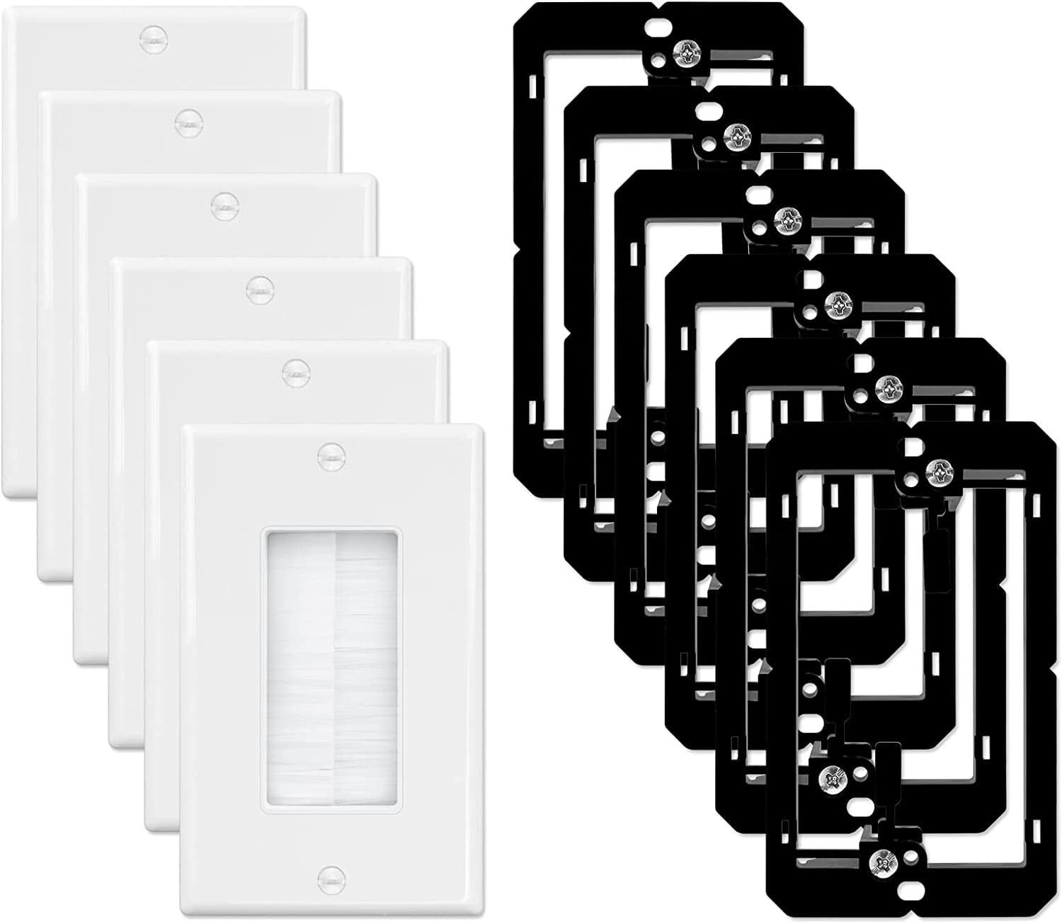 Iwillink (6 Pack) Brush Wall Plate with Low Voltage Mounting Bracket ...
