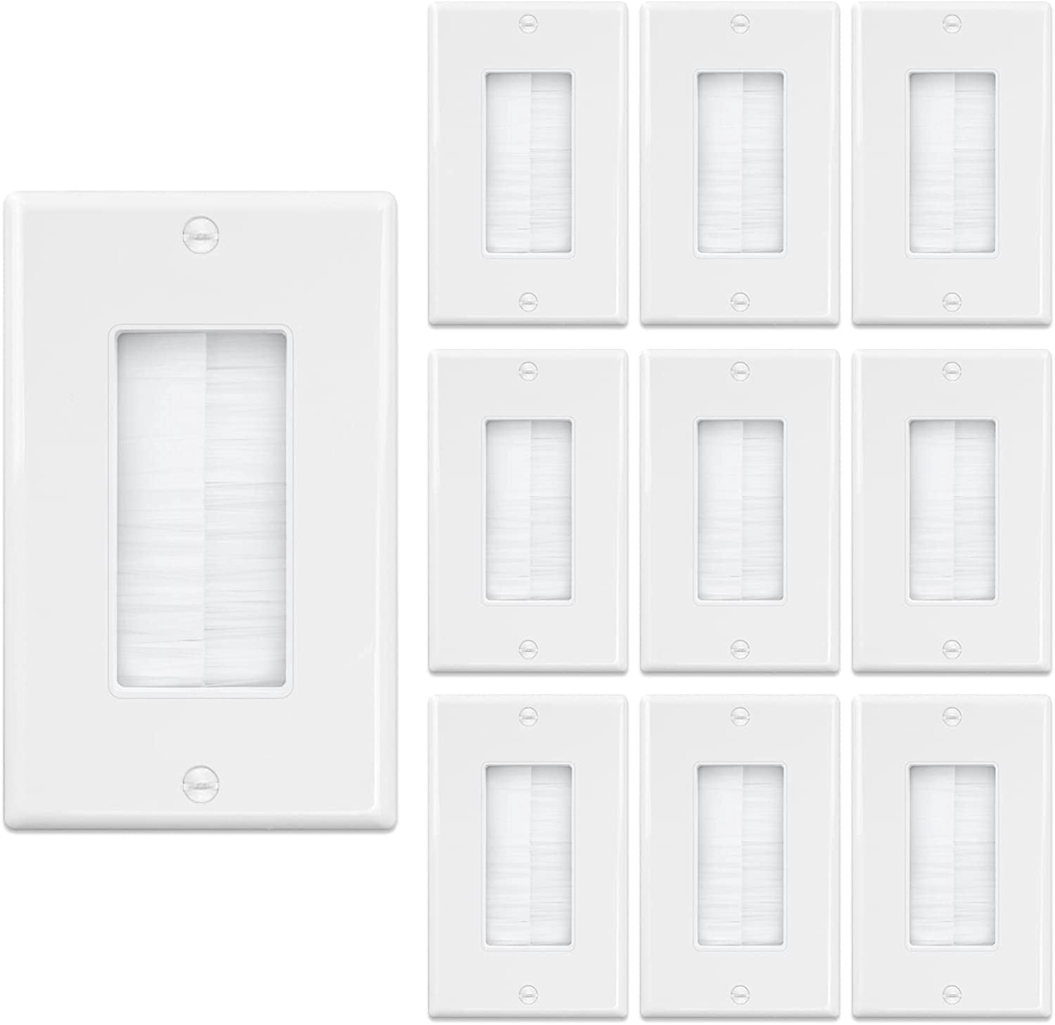 Iwillink Brush Wall Plate (10 Pack), Cable Pass Through Insert for ...