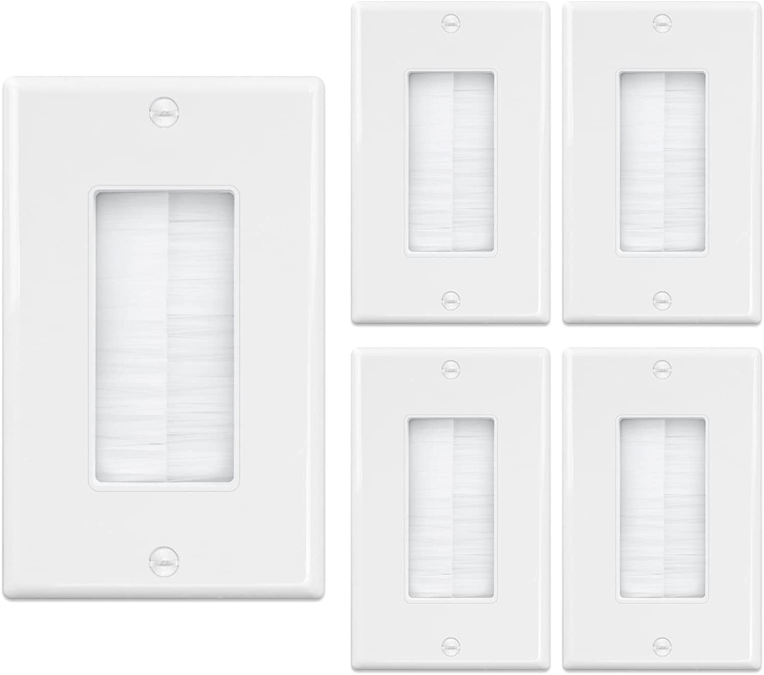 Iwillink Brush Wall Plate (5 Pack), Cable Pass Through Insert for Wires ...