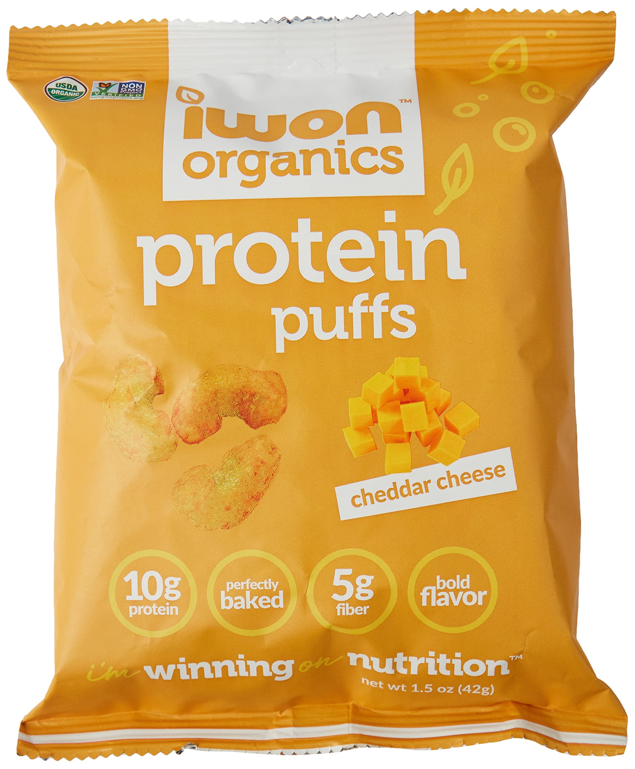 Iwon Organics Organic Cheddar SSF20 Cheese Protein Puffs, 1.5 OZ ...