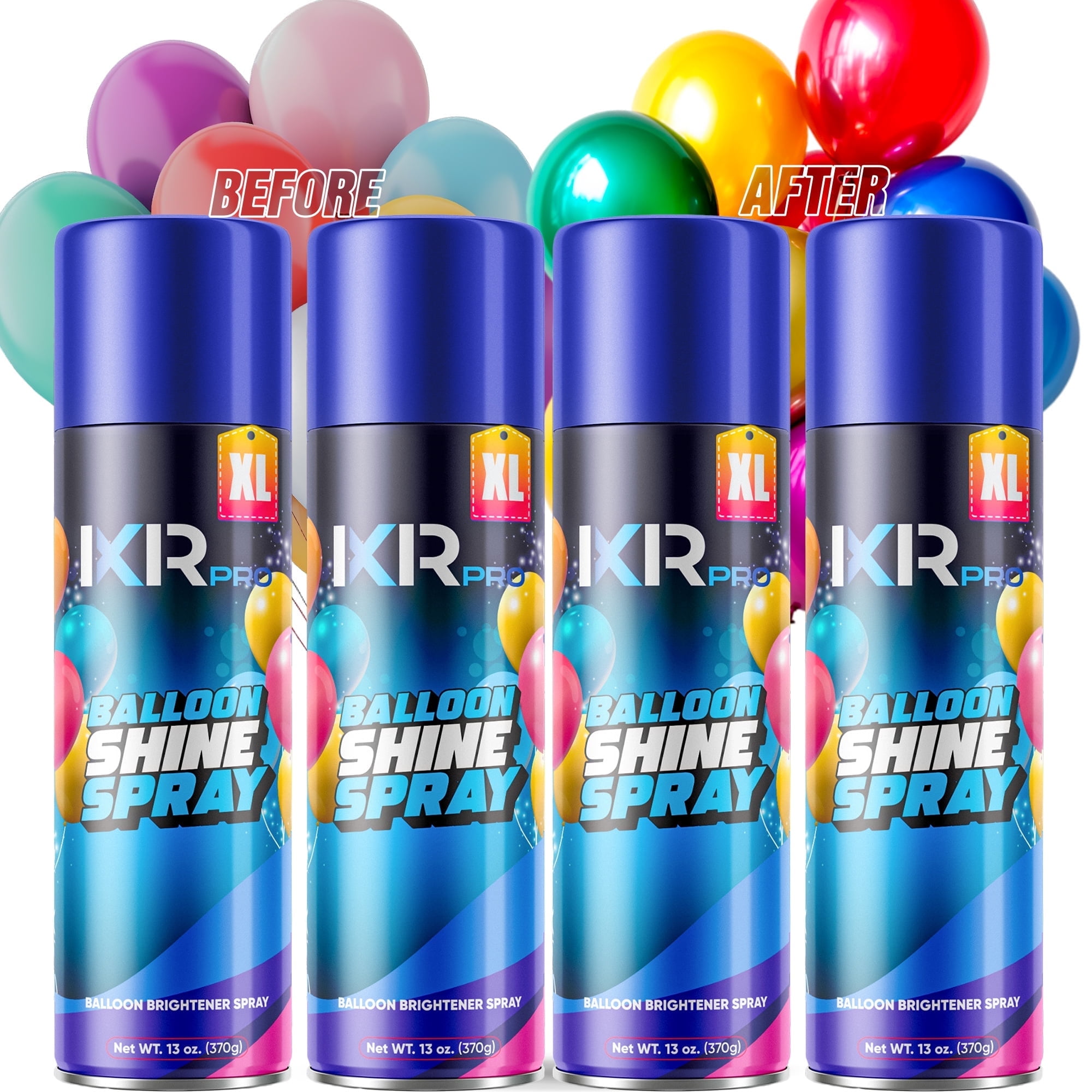 Ixirpro Balloon Shine Spray (4 x 13 fl.oz./385ml) No Need Towel or Gloves Balloon Shine, Clear ...