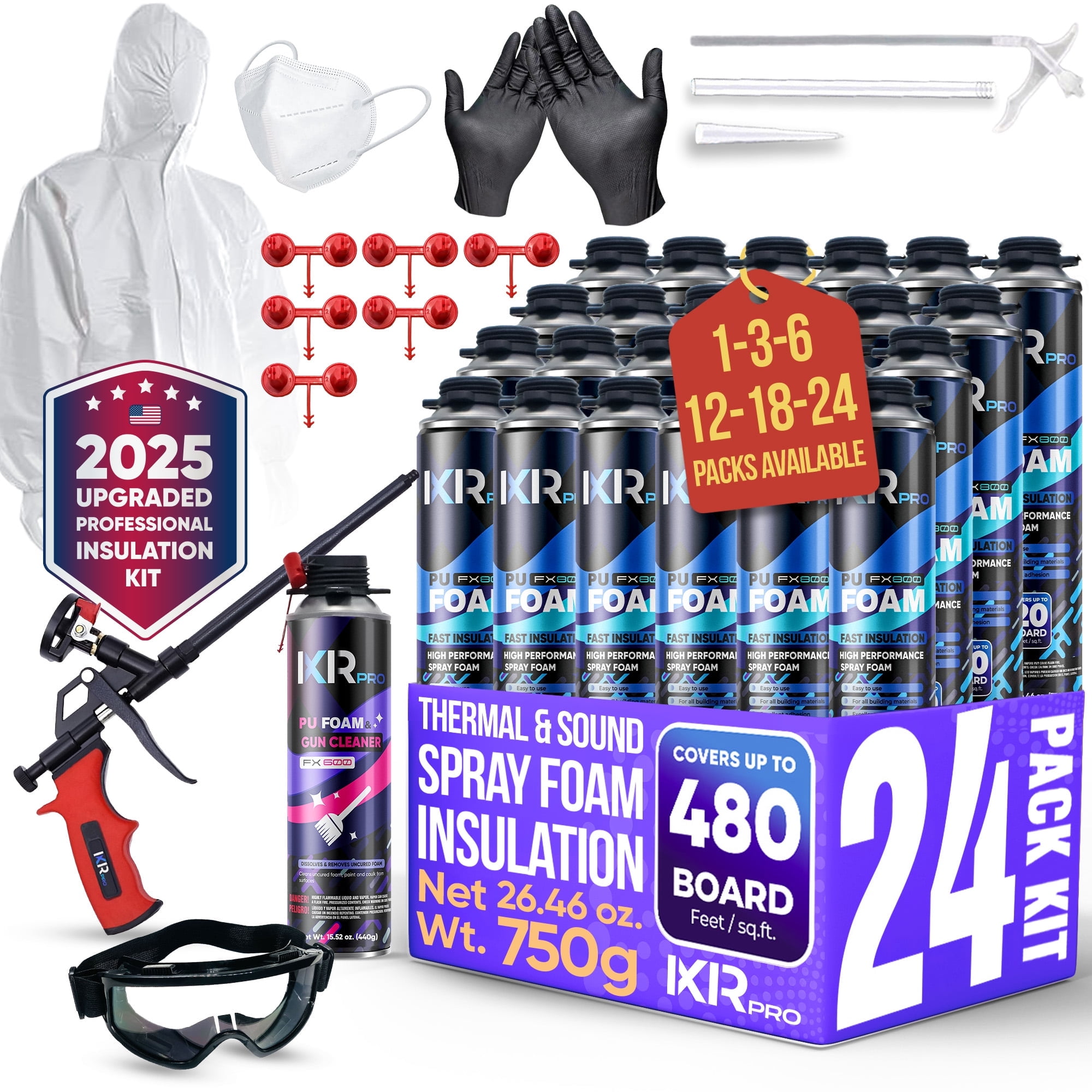 Ixirpro Spray Foam Insulation Kit (24 PK) - High Density, Closed Cell ...