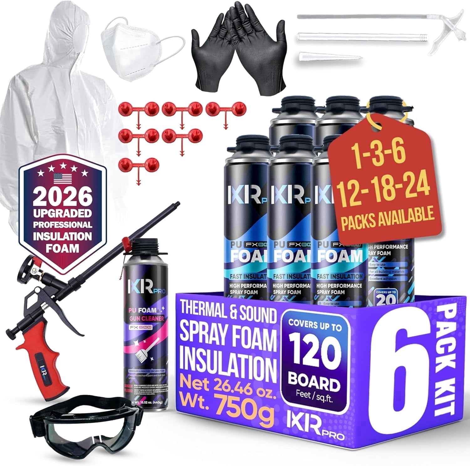 Ixirpro 6-Pack Expanding Spray Foam Insulation Kit (25.4 oz / 720g ...