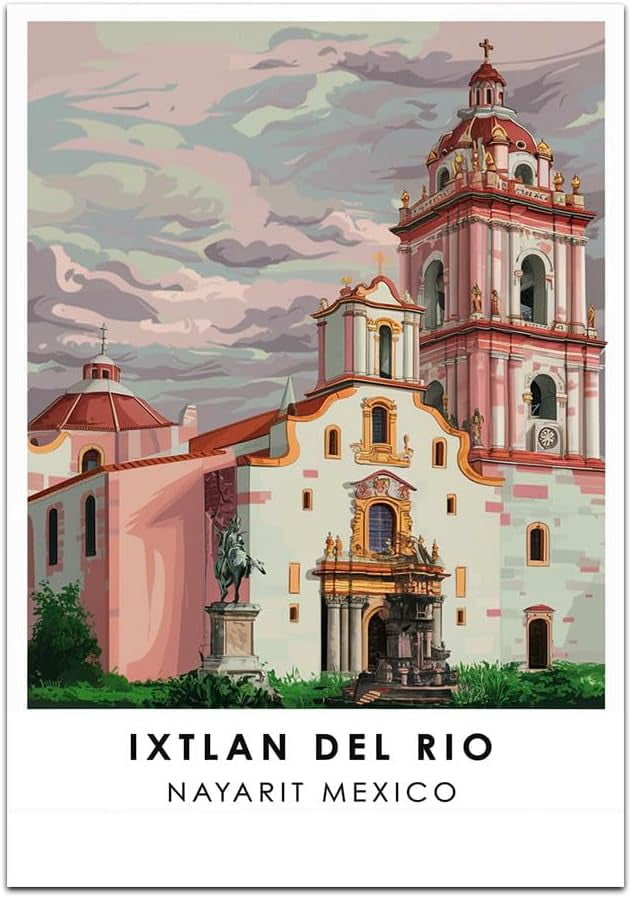 Ixtlán del Río Map Retro Style Travel Canvas, Ixtlán del Río Map ...