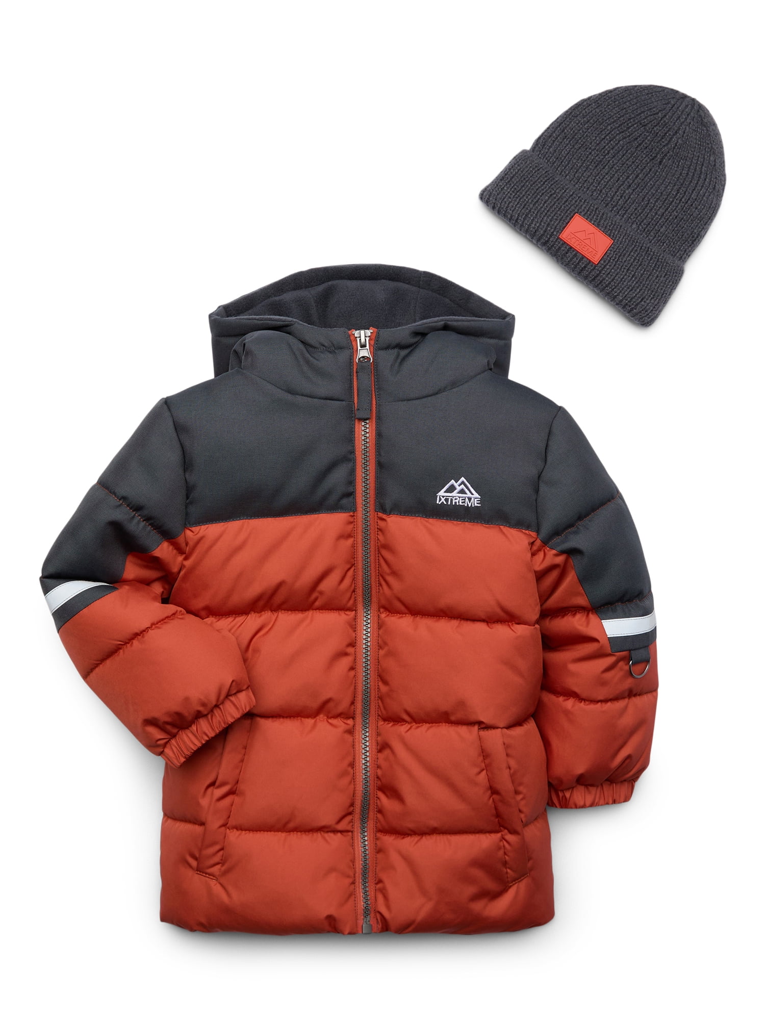 Ixtreme Toddler Color- Block Puffer Jacket with Knit Hat, Sizes 2T-4T ...