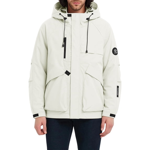Iyufng Adjustable Drawstring Hooded Windbreaker for Men Multi Cargo ...