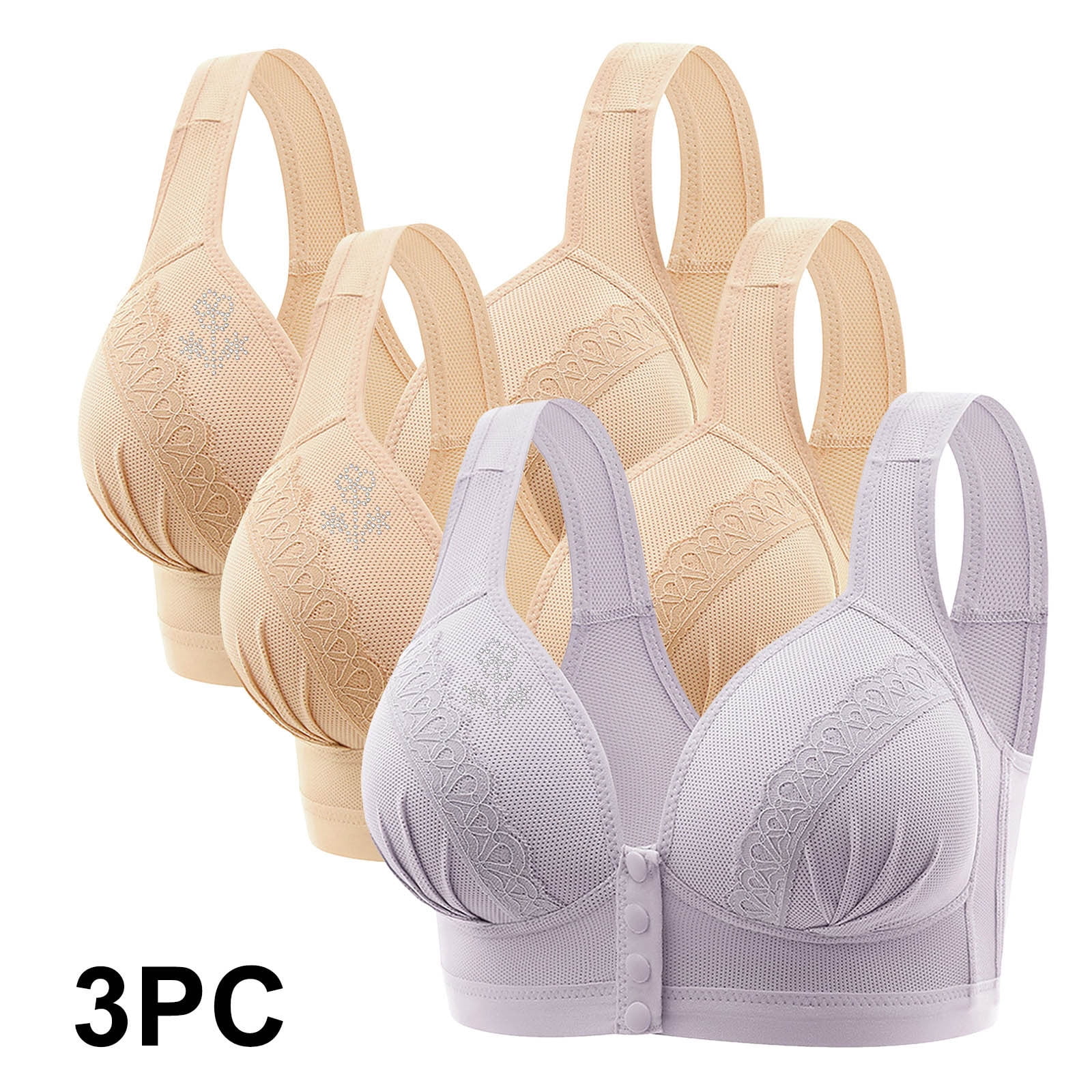 Iyufng Bras for Women,Push up Wireless Bra,3PC Traceless Comfortable No ...