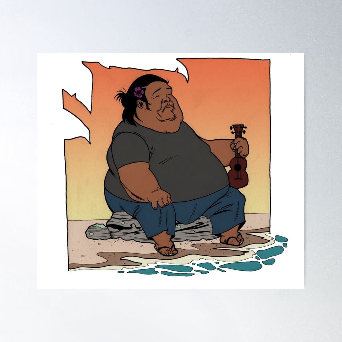 Iz Israel Kamakawiwoê»Ole Cartoon Poster Wall Art, Modern Wall Decor ...