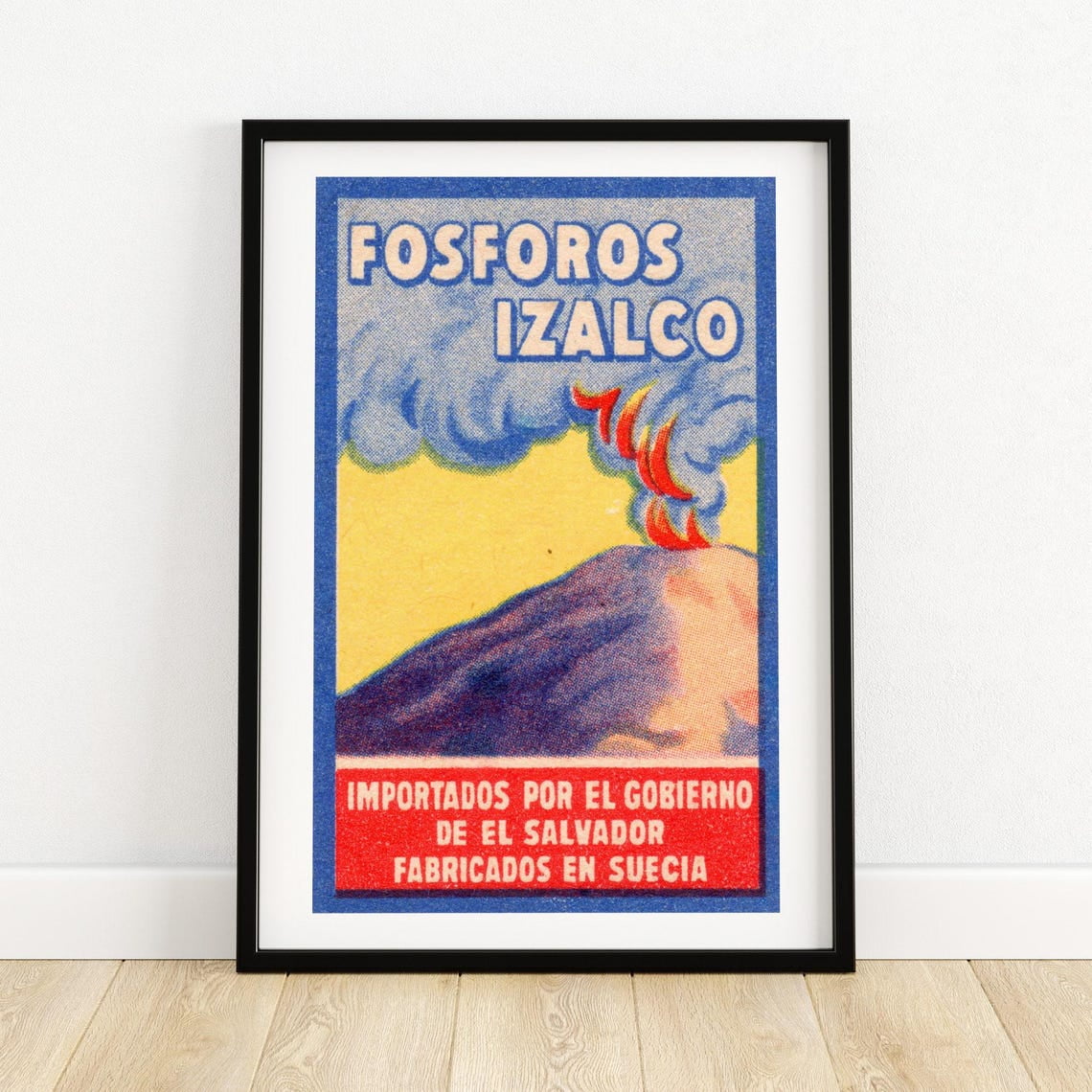 Izalco Volcano Art Print Vintage Salvadoran Matchbox Design Colorful ...