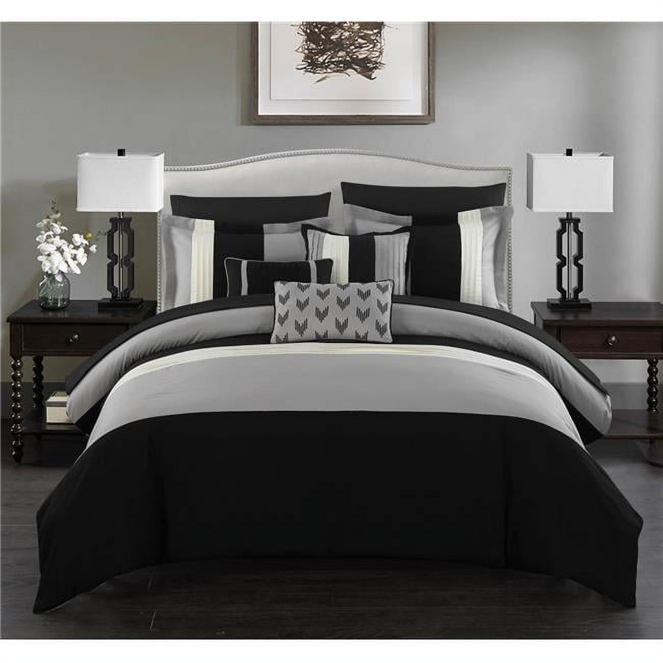 Izar 10 Piece Comforter Set, Black - Queen - Walmart.com