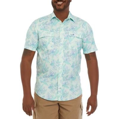 Izod Men's Big & Tall Short Sleeve Performance Shirt, Large, Palm Green, Breathable with Velcro ...