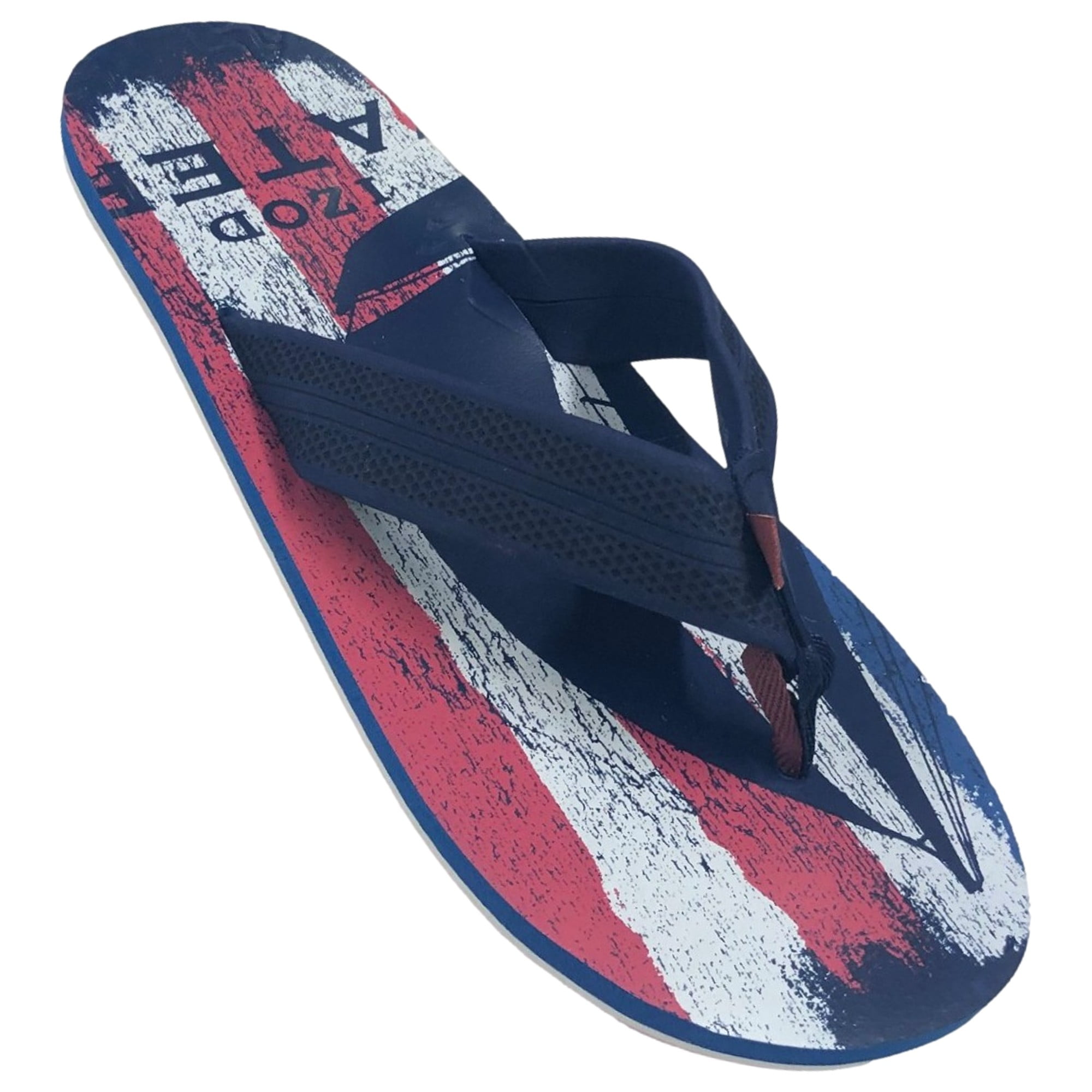 Izod Mens Patriotic Flip Flops Red White & Blue Flag Print Sandals XXL ...