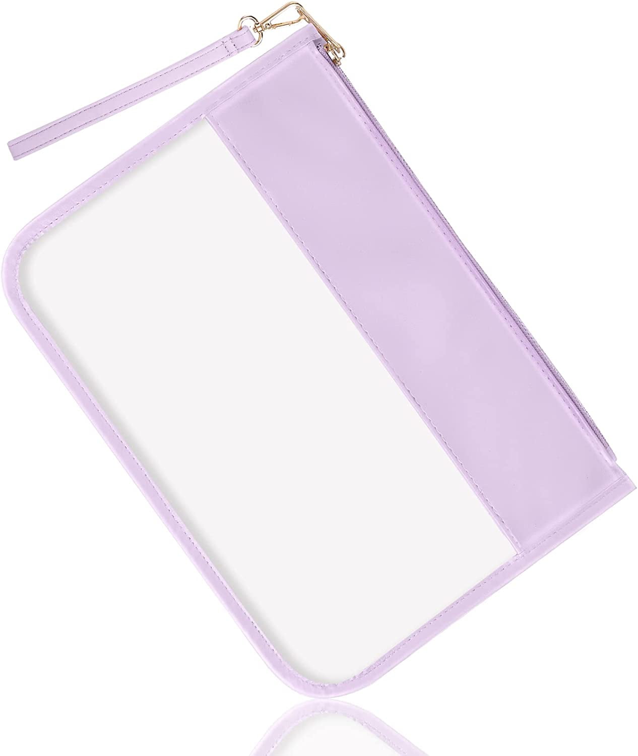 Izuzta Clear PVC Flat Pouch,PU Makeup Bag Clear Zipper Pouch with ...