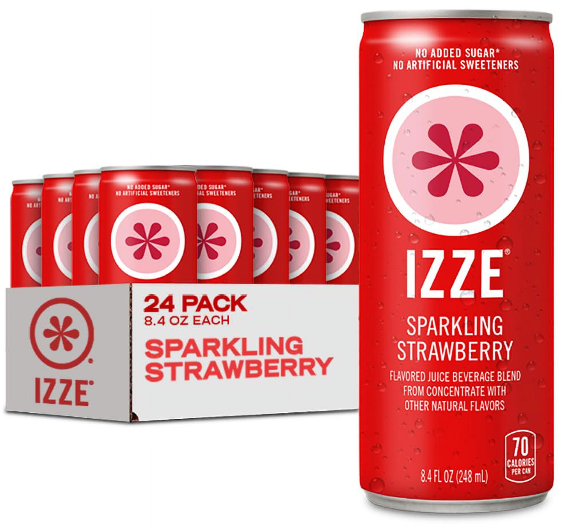 Izze Sparkling Strawberry Juice, No Added Sugar, Non-GMO, 8.4 Fl Oz Cans (24 Pack) - Walmart.com