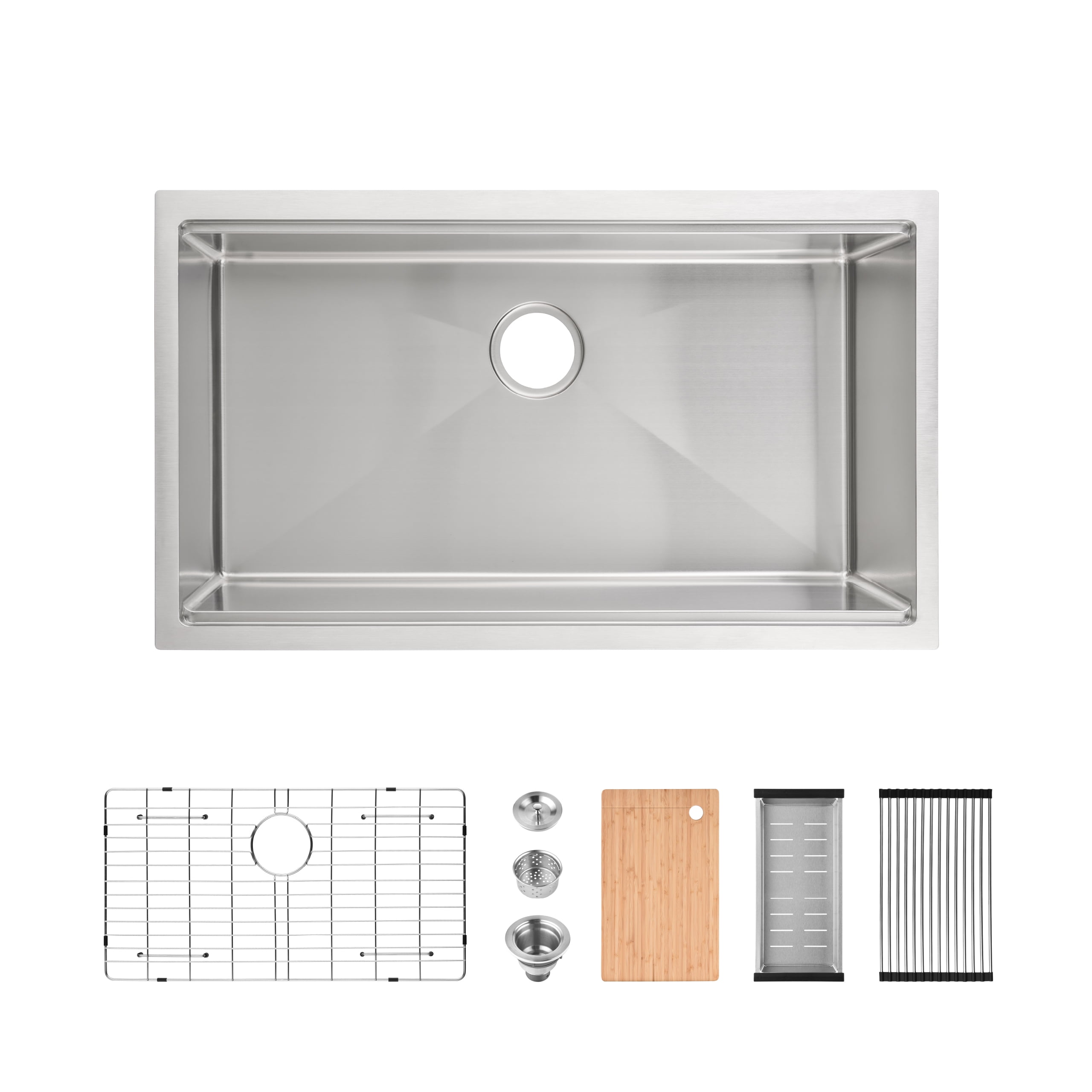 Izzovium 33"x19" Undermount Single Bowl Kitchen Sink, Dark Gray ...