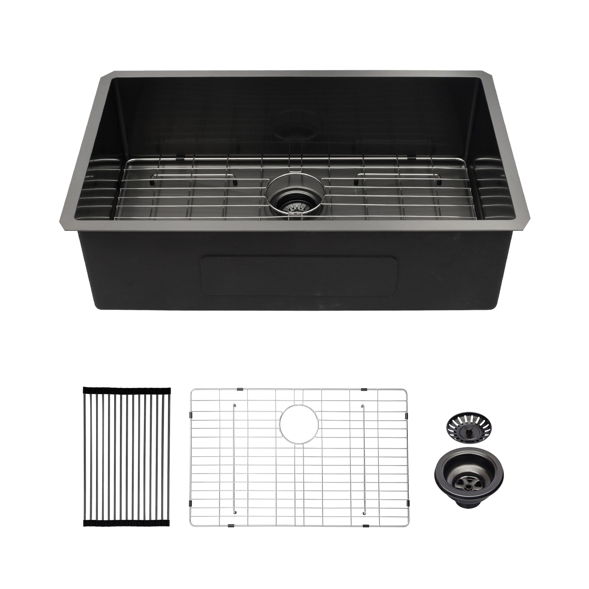 Izzovium 33x19x10" Undermount Single Bowl Stainless Steel Kitchen Sink ...
