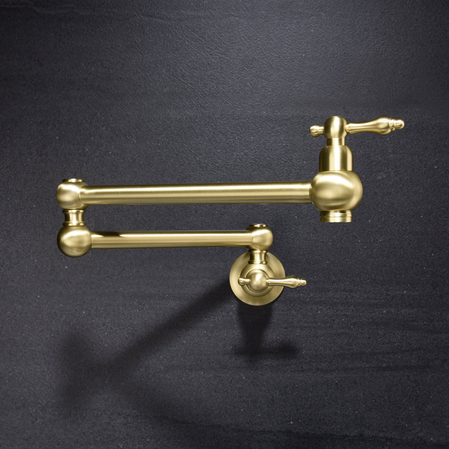 Izzovium Gold Pot Filler Faucet Wall Mount, Brass Swivel Arm Faucet ...