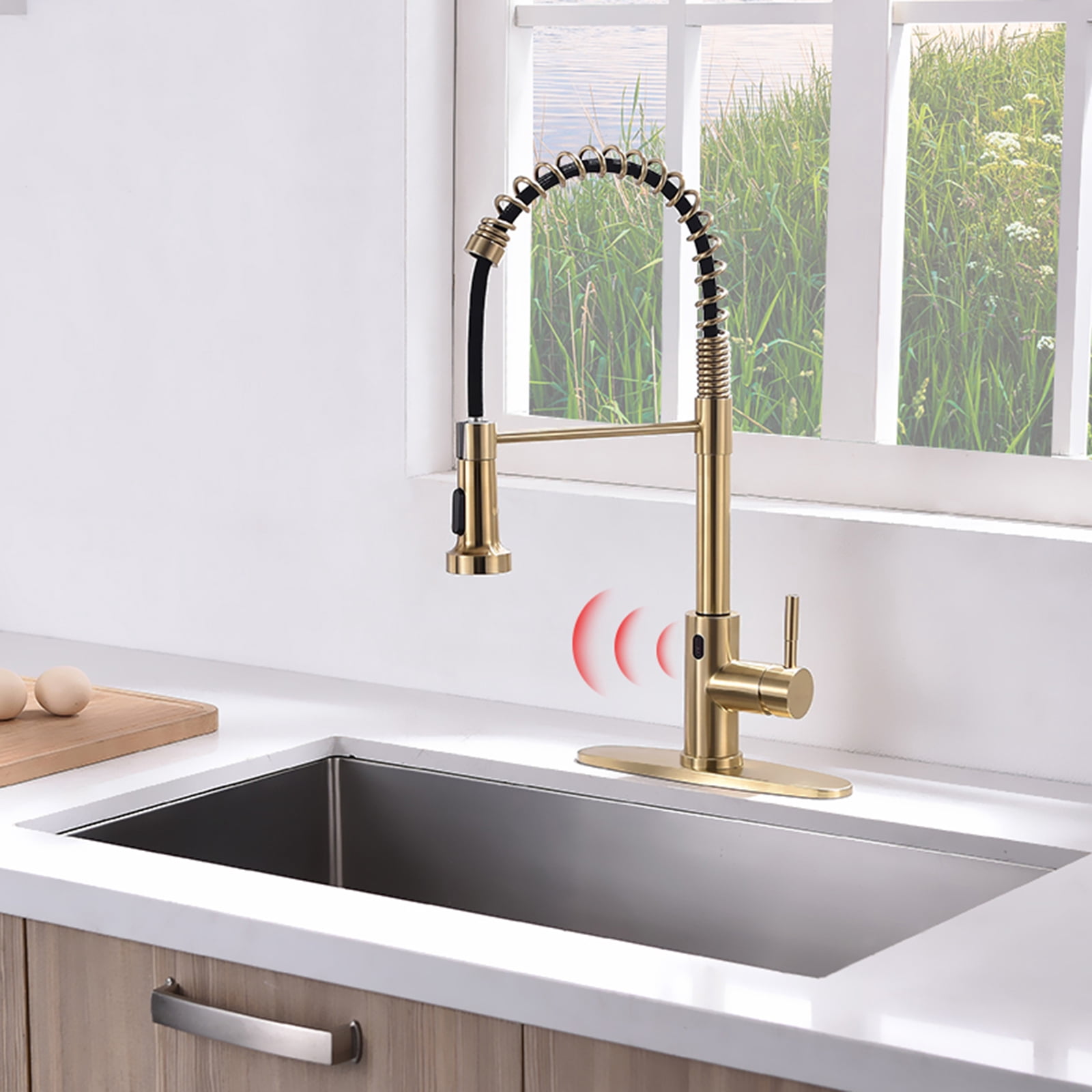 Izzovium Touchless Kitchen Faucet, Hands-Free Automatic Smart Faucet ...