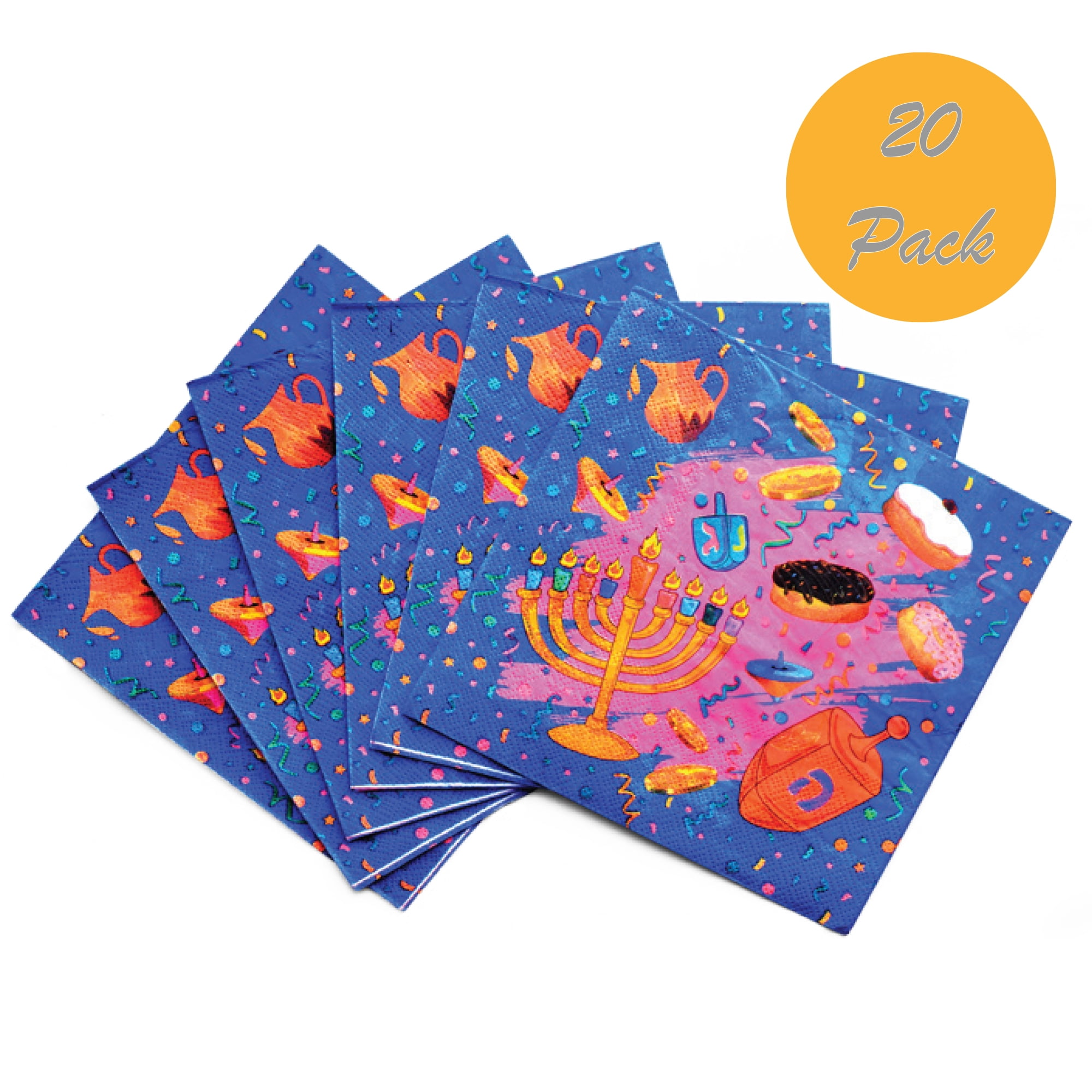 Izzy N' Dizzy 20 Pack Cocktail Napkins- Hanukkah Party Supplies, Holiday Chanukah Disposable ...