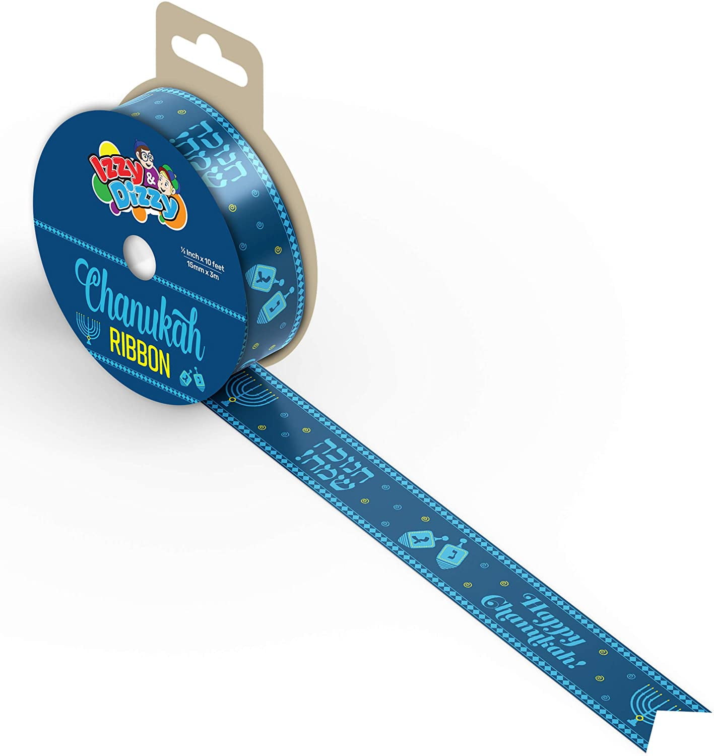 Izzy N Dizzy Hanukkah Gift Wrap Ribbon - Blue Nylon Wrapping Paper ...