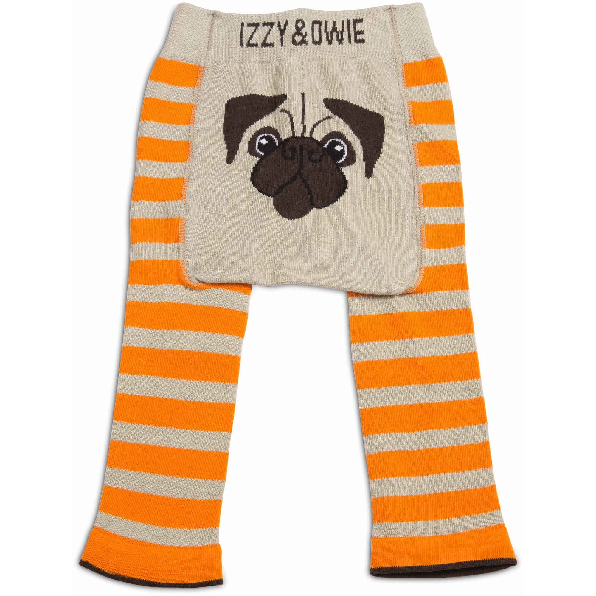Izzy & Owie - Pug Face Orange Striped Baby Leggings 12-24 Months ...