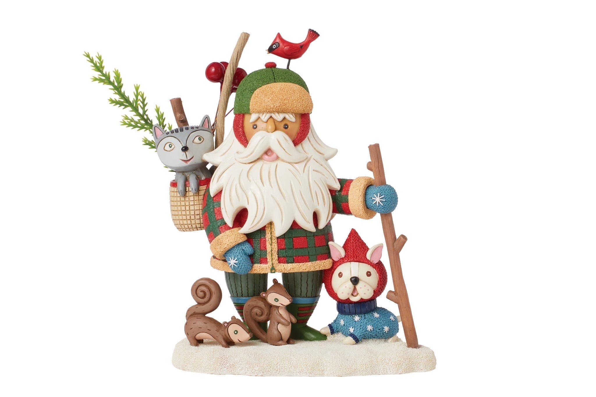 Izzy and Oliver Woodsy Walking Santa Christmas Figurine 6.3in H ...