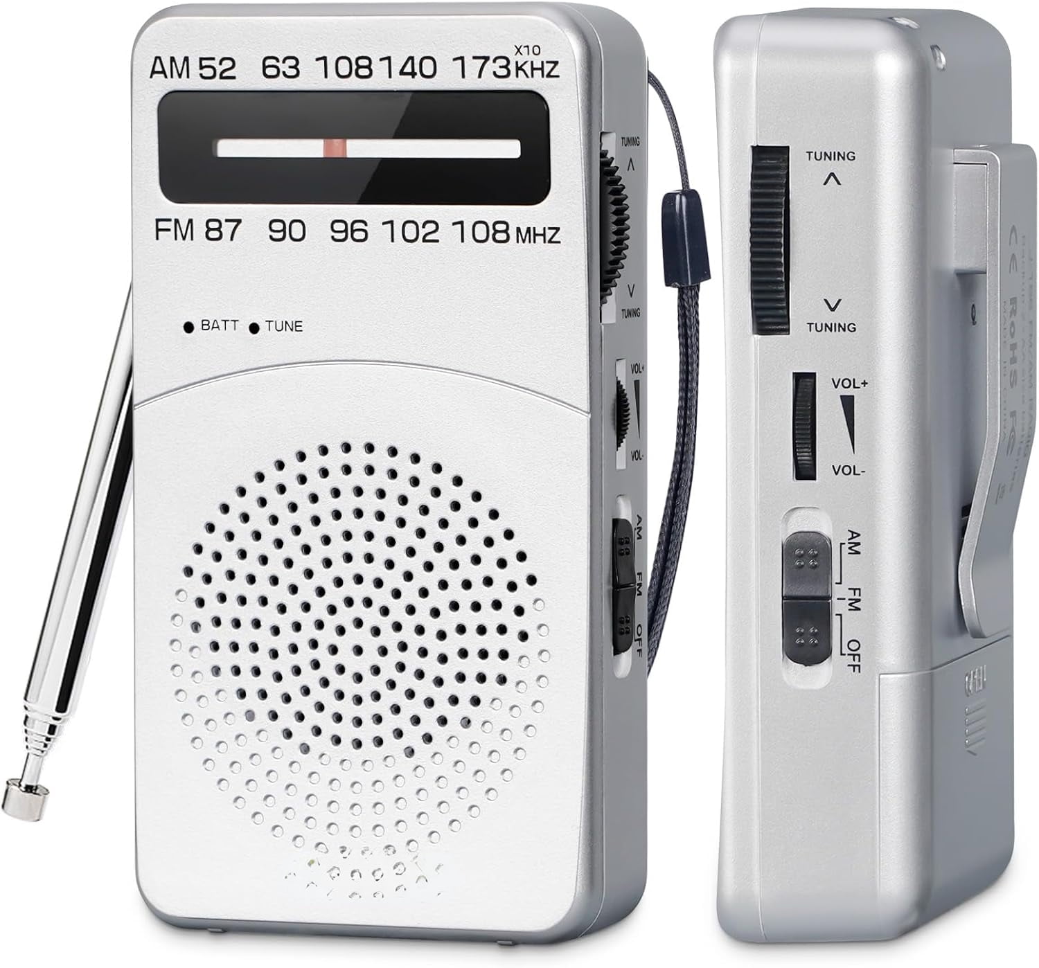 J-166 Portable Radio AM FM, Battery Operated Radio with Tuning Light ...