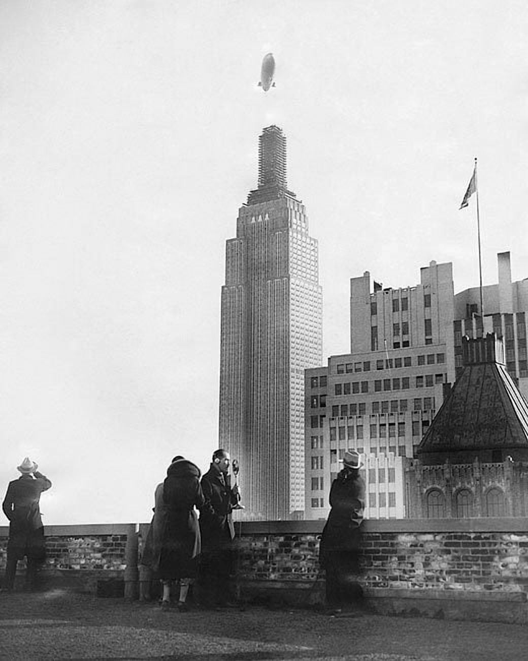 J-4 Navy Blimp & Empire State Building - 24x36 Inch Laminated Aviation ...