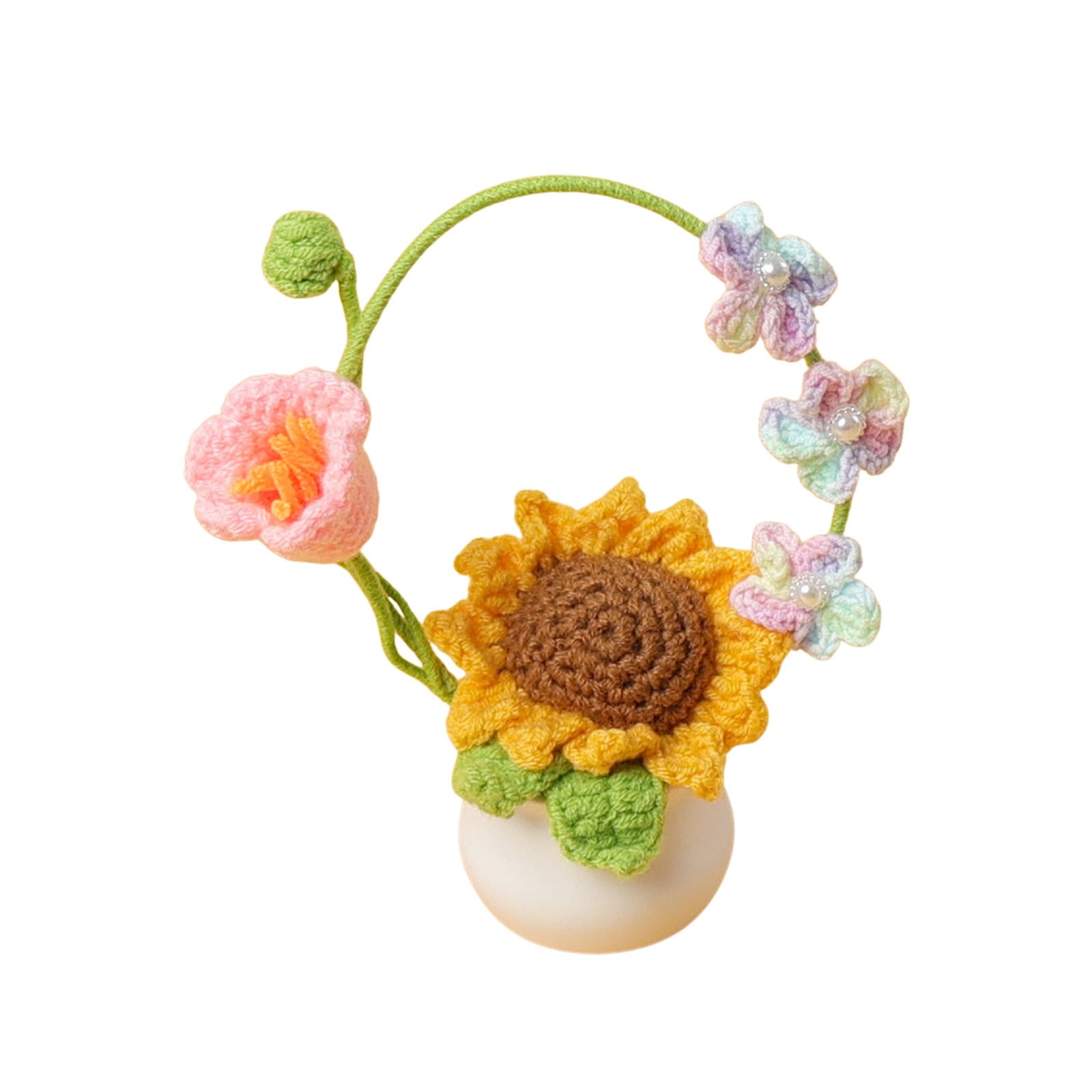 J-727 Pink Pink Shade Yarn Flower In Pot For Room Brightening Decor # ...
