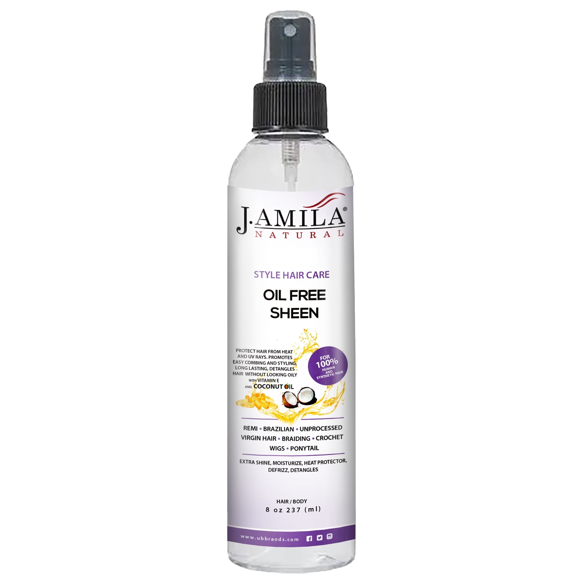 J. Amila Coconut Oil Free Sheen Spray for Dry, Dull Hair – 8oz, Unisex ...