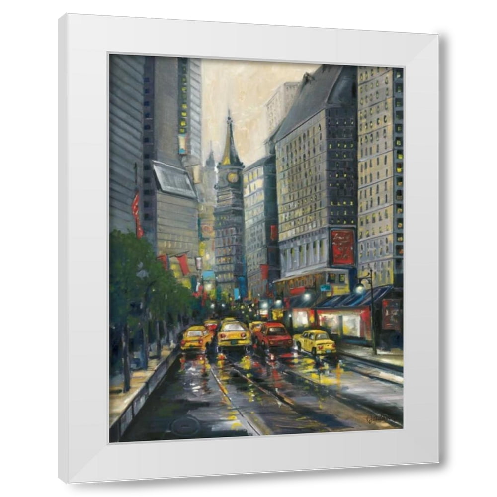 J. Adams 19x24 White Modern Wood Framed Wall Art Titled - City Street I ...