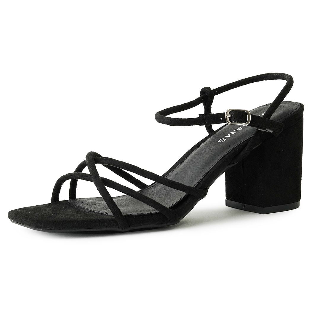 J. Adams Camila Sandals for Women - Square Toe Strappy Mid Block Heels ...