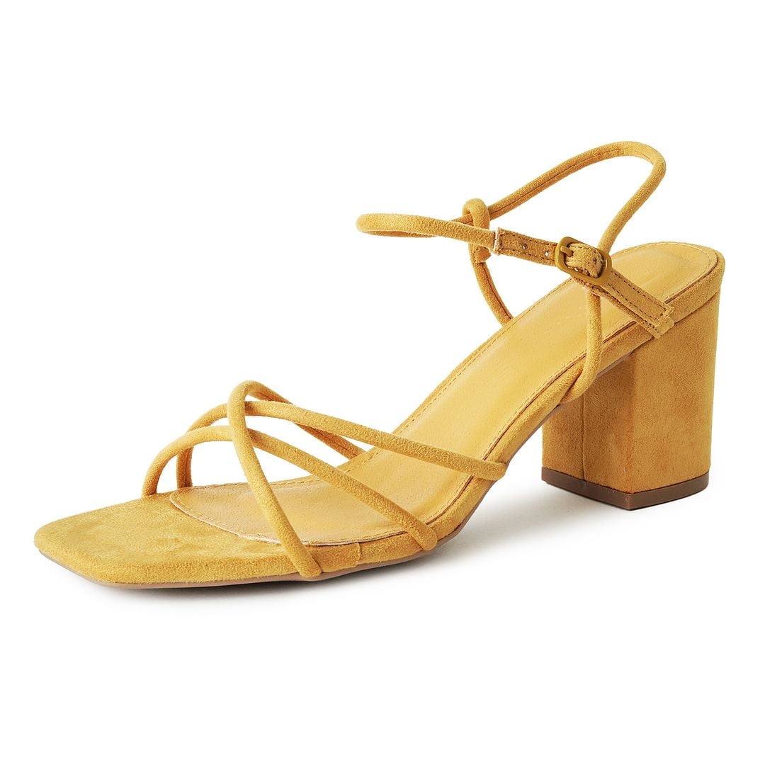 J. Adams Camila Sandals for Women, Square Open Toe Strappy Mid Block ...