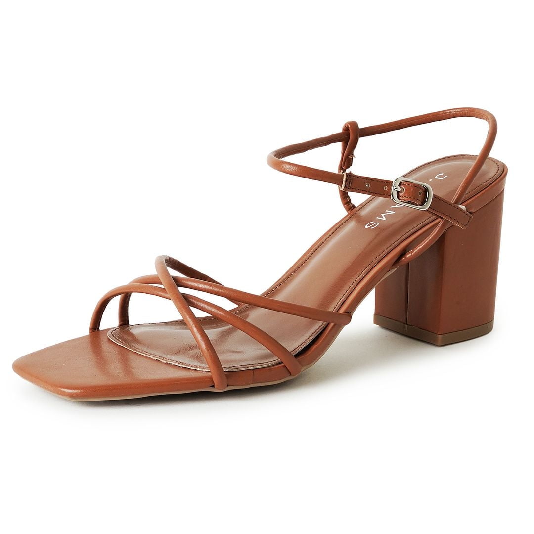 J. Adams Camila Sandals for Women, Square Open Toe Strappy Mid Block ...