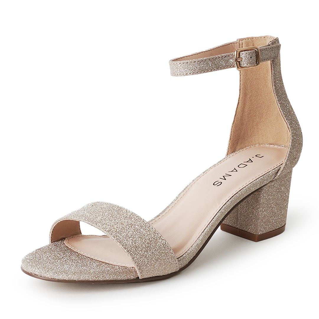 J. Adams Daisy Heeled Sandals for Women - Ankle Strap Block Heel, Open ...