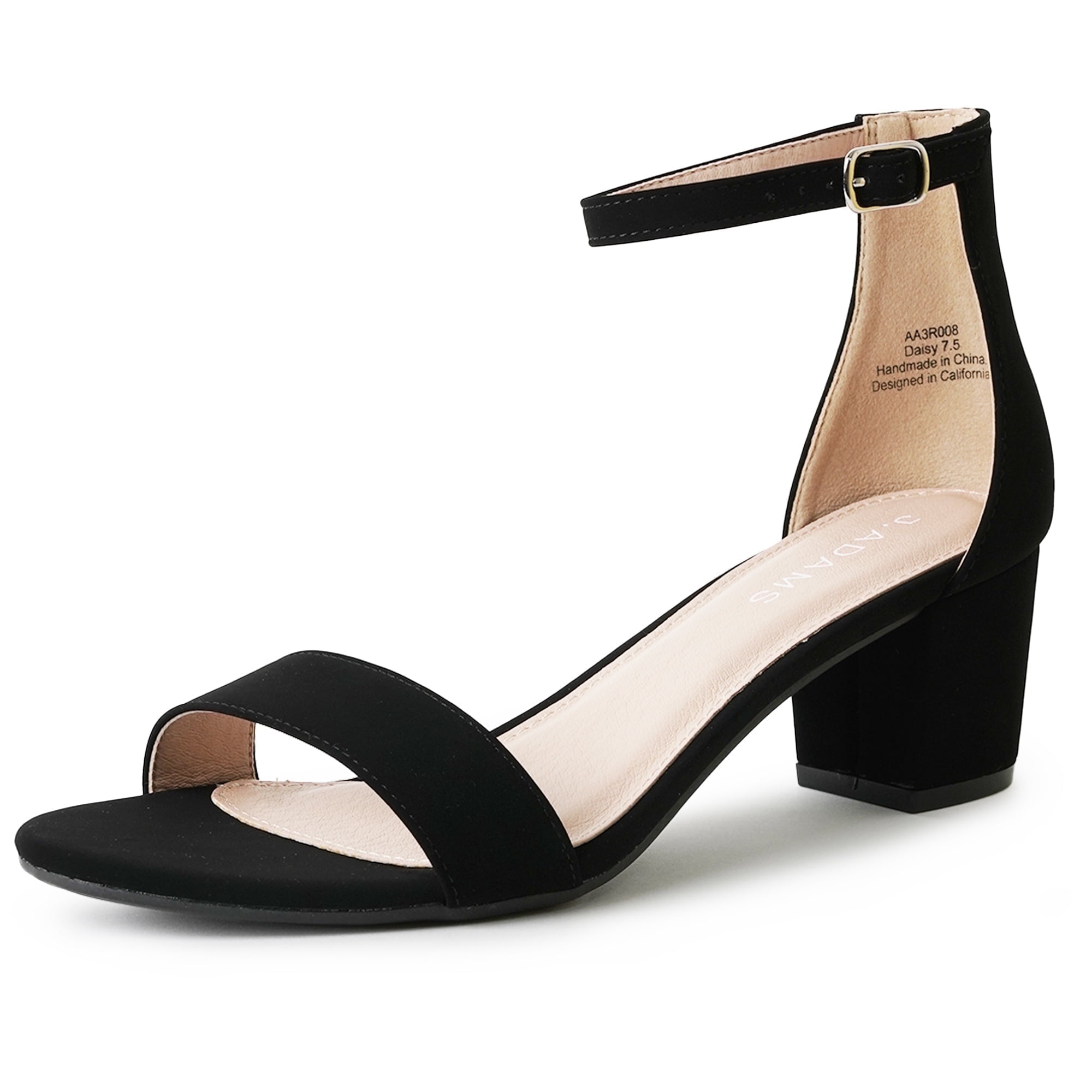 J. Adams Daisy Sandals, Ankle Strap Block Heels Open Toe, Comfortable ...